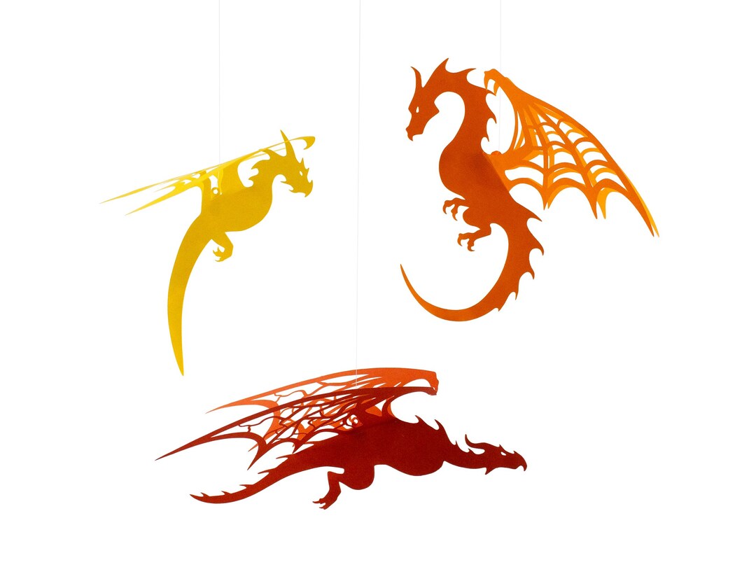 Hanging Paper Wyvern Set DIY Templates - 3 Patterns - Digital Files - Etsy