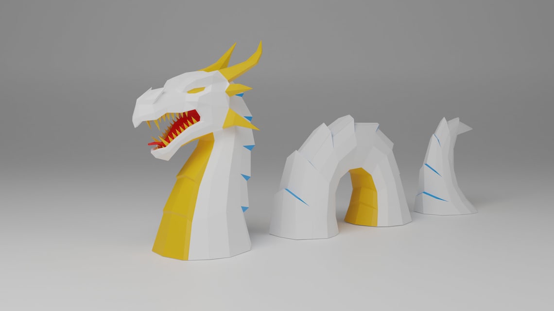 Water Dragon Papercraft 3 Sizes Sea Serpent Sculpture Low - Etsy