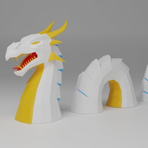Water Dragon Papercraft - 3 Sizes - Sea Serpent Sculpture, Low Poly ...
