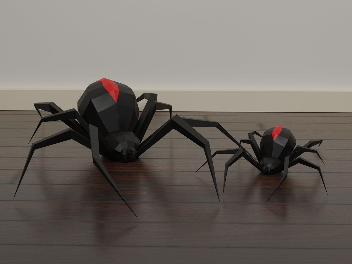 Black Widow Spider Halloween Papercraft + XL Version - DIY Patterns for ...