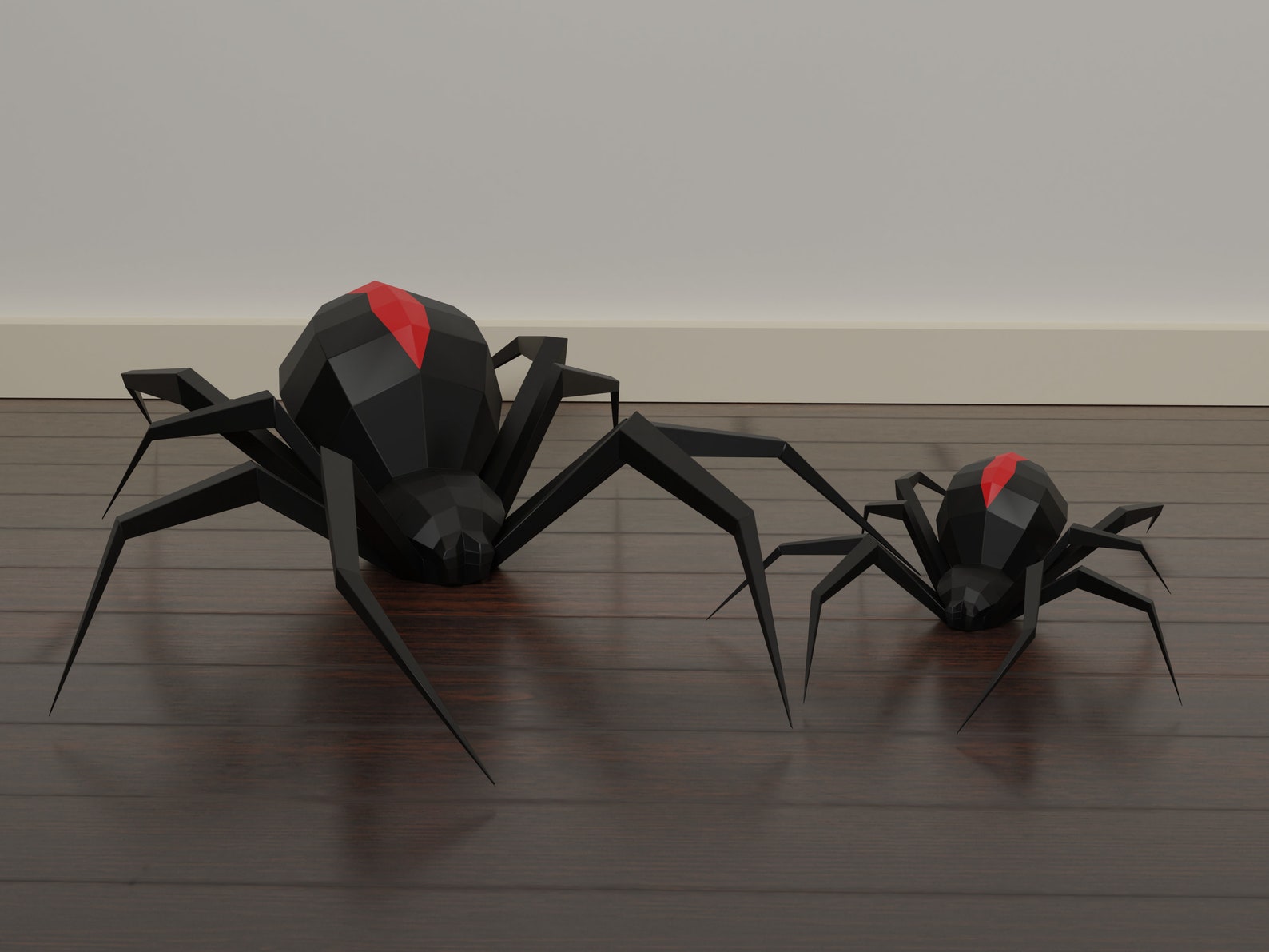 Black Widow Spider Halloween Papercraft + XL Version - DIY Patterns for ...