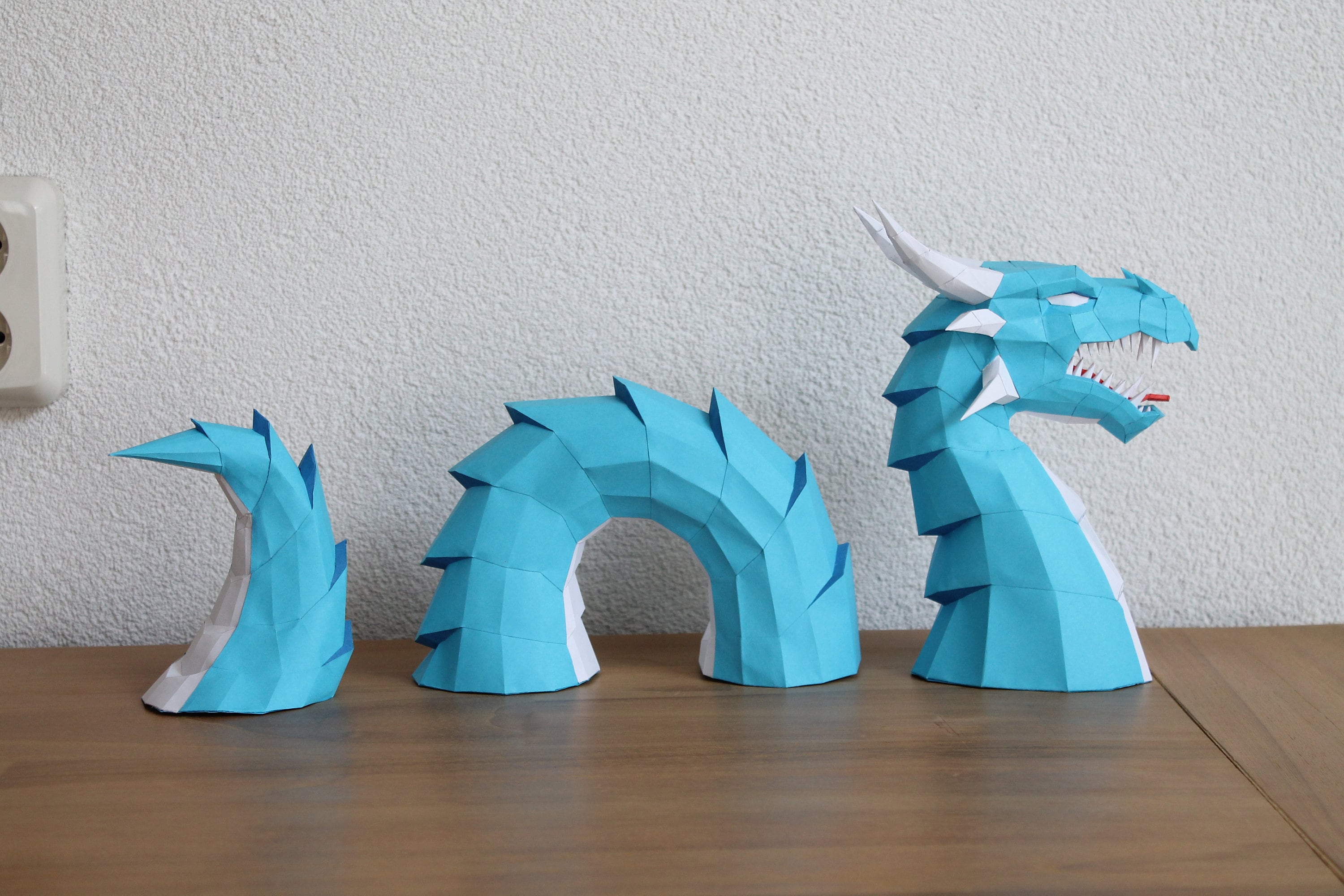 Water Dragon Papercraft - 3 Sizes - Sea Serpent Sculpture, Low Poly ...