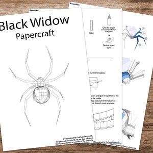 Black Widow Spider Halloween Papercraft + XL Version - DIY Patterns for ...