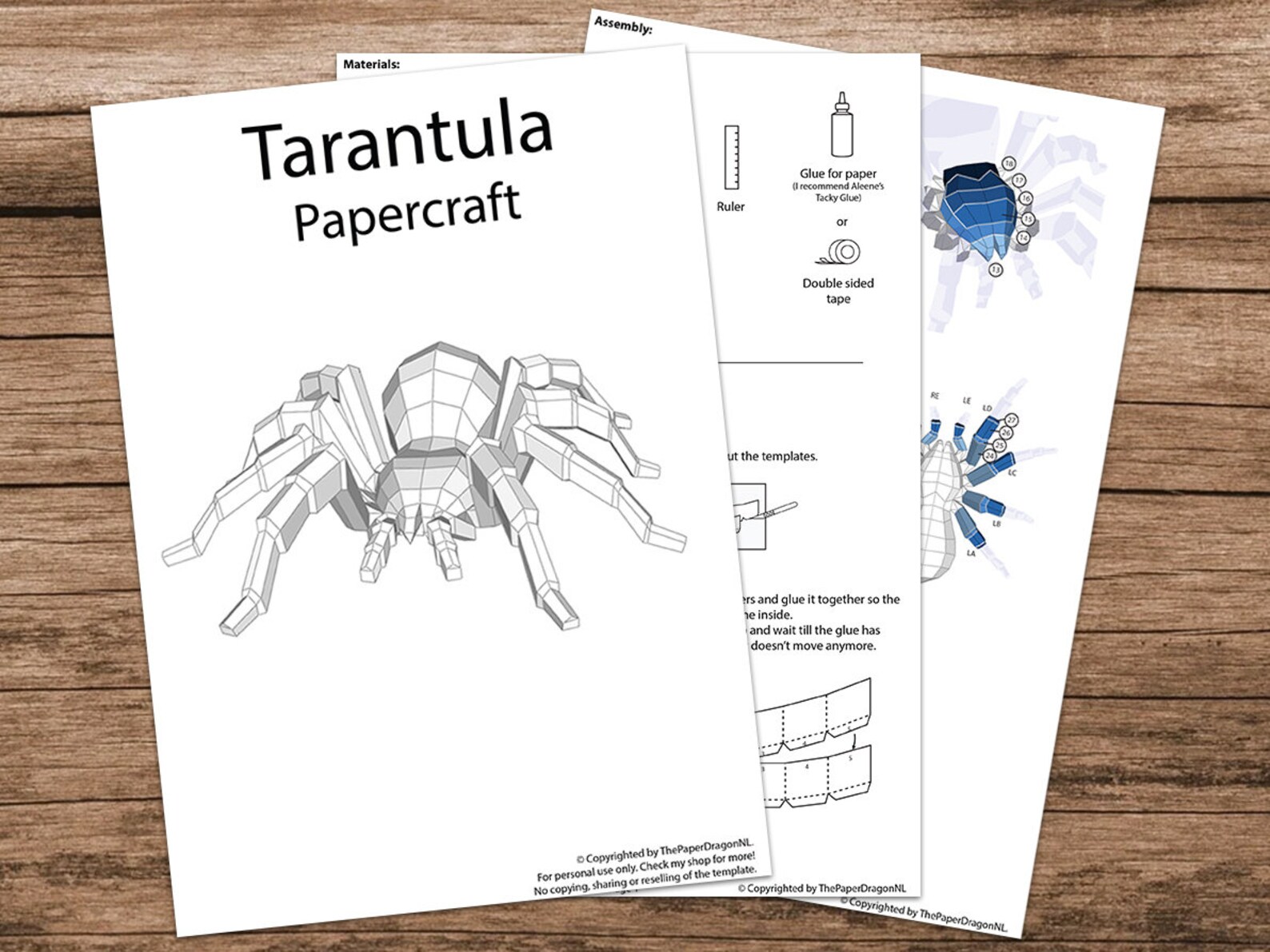 Tarantula Halloween Spider Papercraft XL Version DIY | Etsy