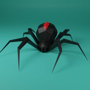 Black Widow Spider Halloween Papercraft + XL Version - DIY Patterns for ...