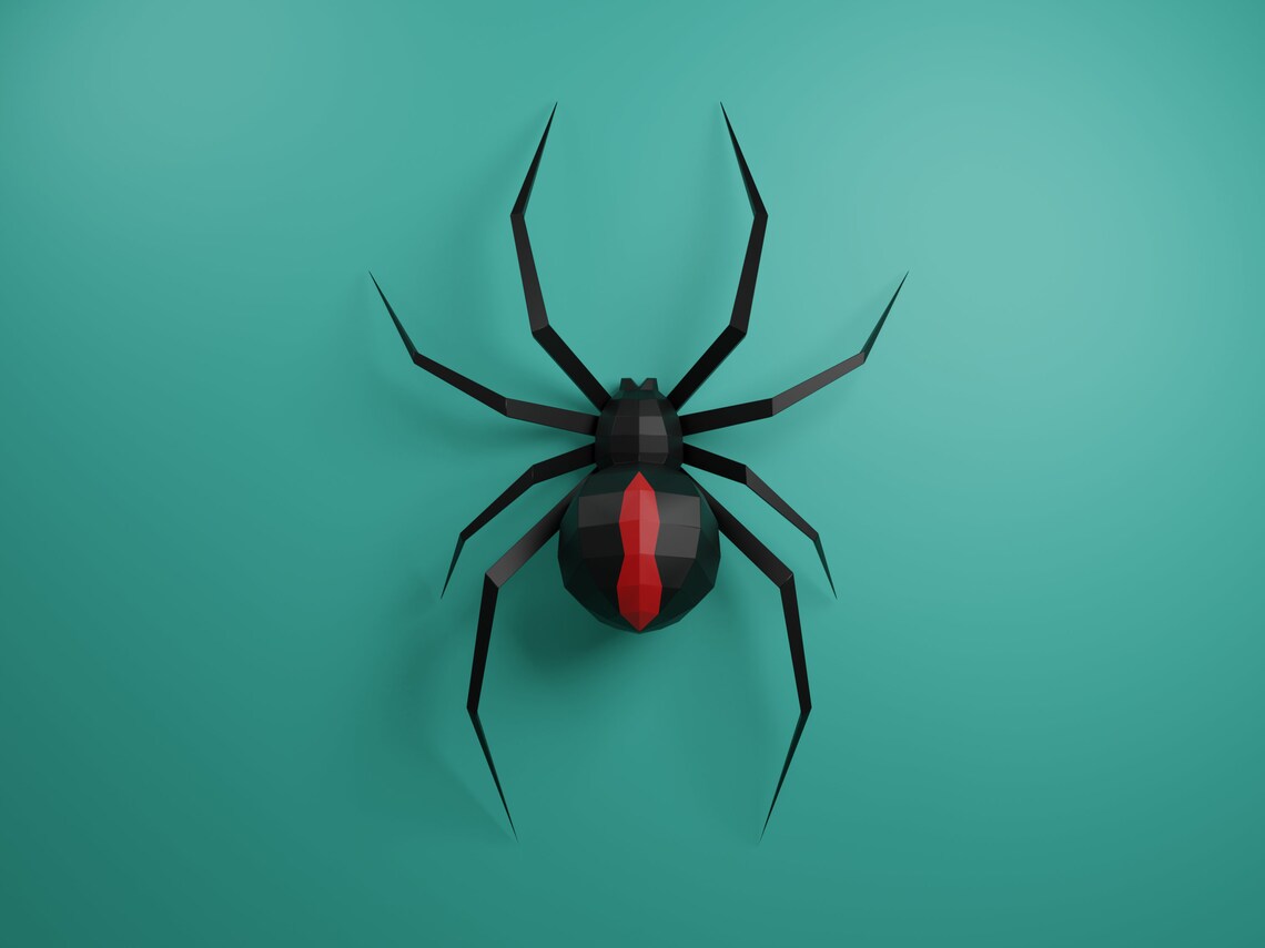 Black Widow Spider Halloween Papercraft + XL Version - DIY Patterns for ...