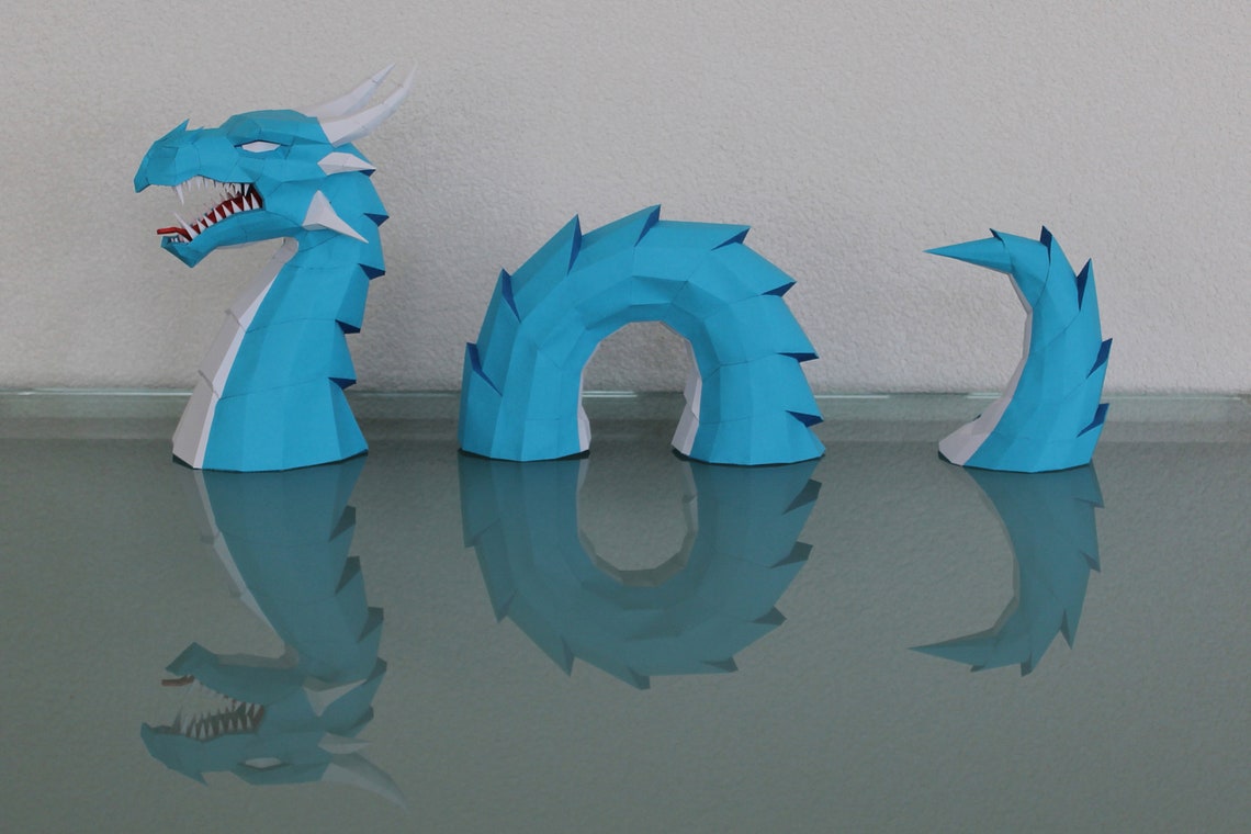 Water Dragon Papercraft 3 Sizes Sea Serpent Sculpture Low - Etsy