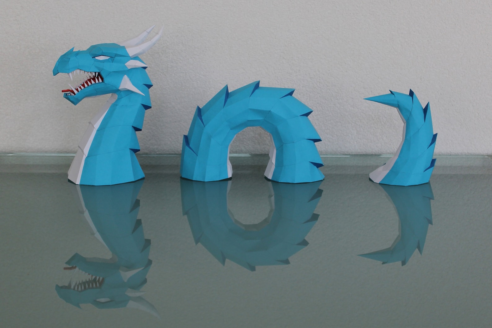 Water Dragon Papercraft - 3 Sizes - Sea Serpent Sculpture, Low Poly ...