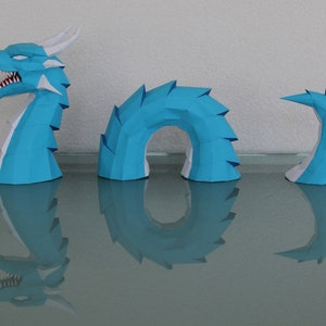 Water Dragon Papercraft - 3 Sizes - Sea Serpent Sculpture, Low Poly ...