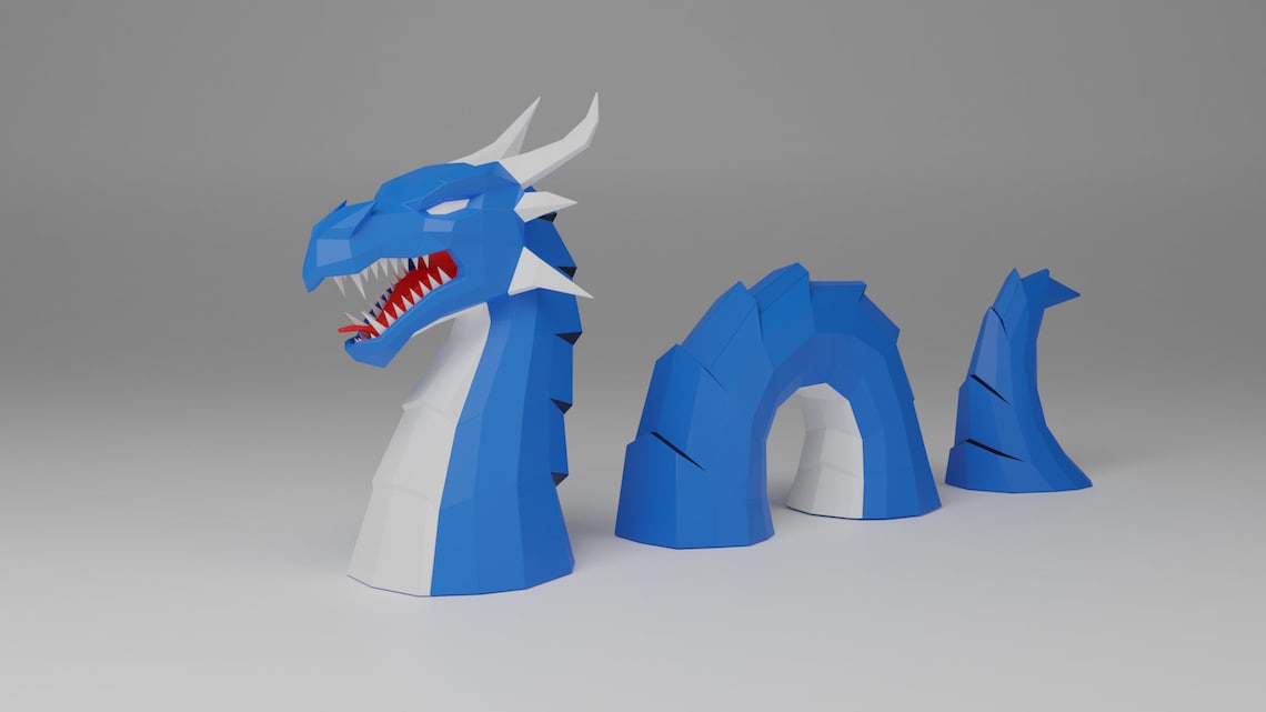 Water Dragon Papercraft 3 Sizes Sea Serpent Sculpture Low - Etsy
