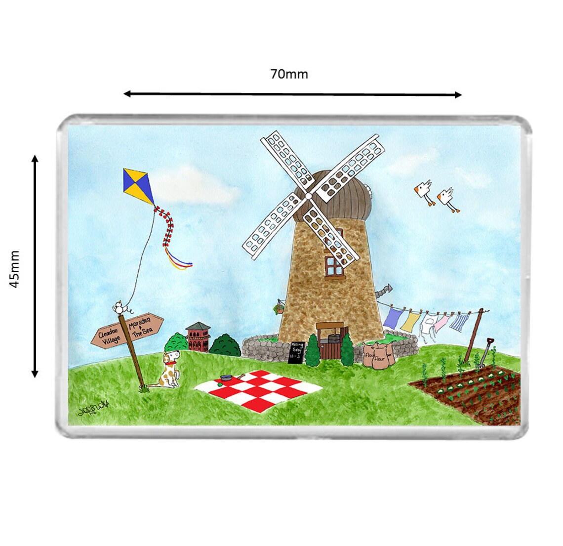 Cleadon Hills Windmill Print, Mug, Card, Coaster, Magnet, Mouse Mat by ...