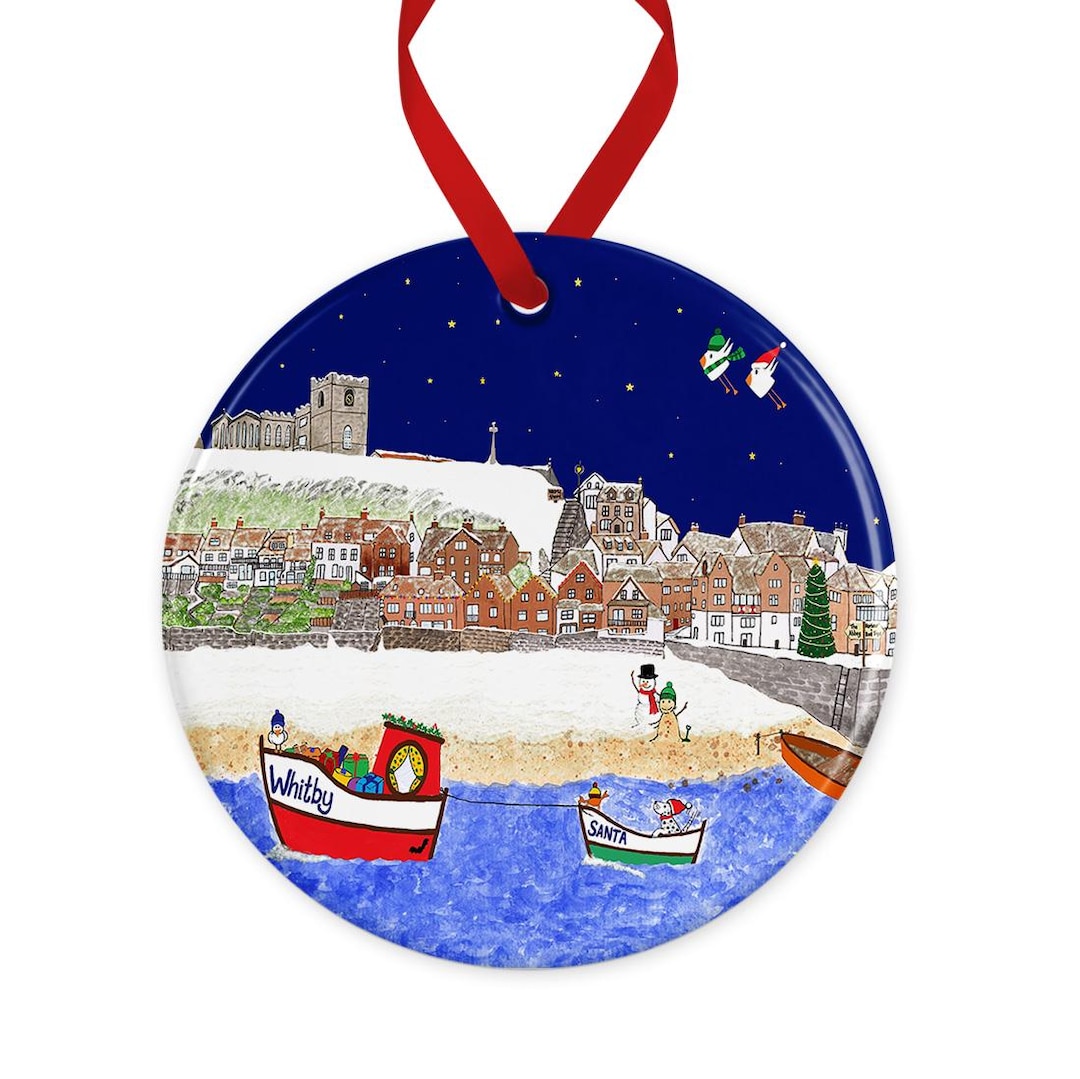 Ceramic Christmas Tree Decoration - Whitby (choice of Ribbon Colour ...