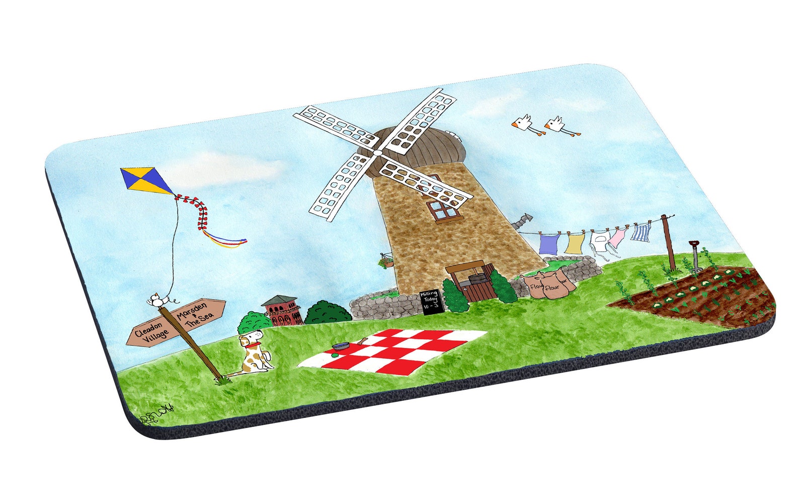 Cleadon Hills Windmill Print, Mug, Card, Coaster, Magnet, Mouse Mat by ...