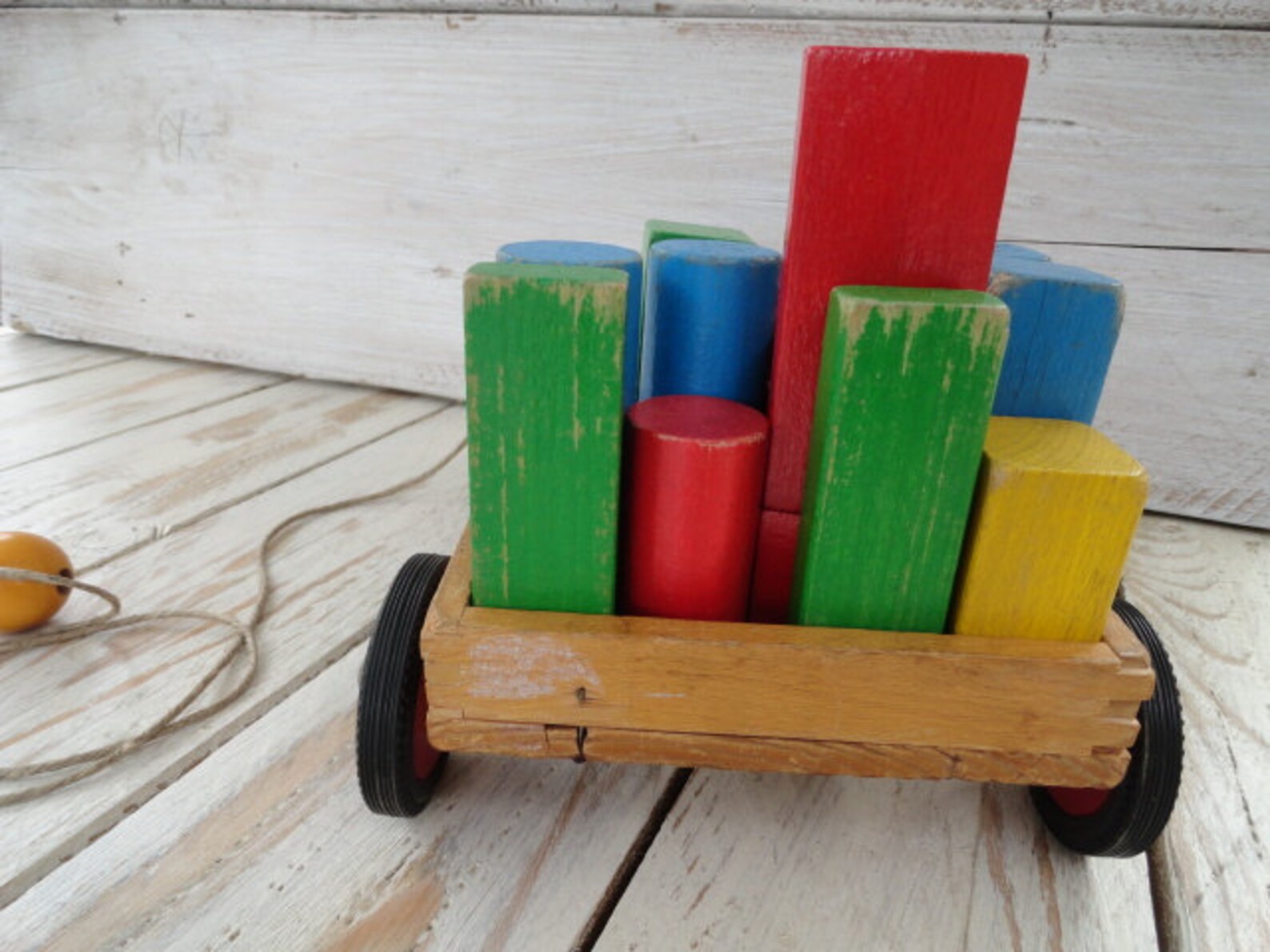 Heros Wooden Wagon & Blocks Pull-along Wagon Wooden Blocks Fairy Tale ...