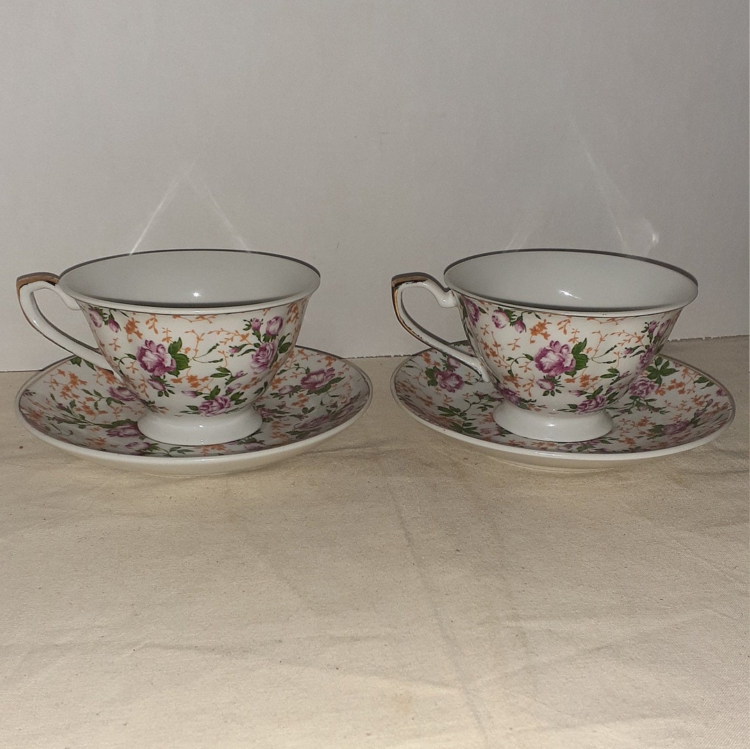 Pair of Vintage Adeline Tea Cups - Etsy