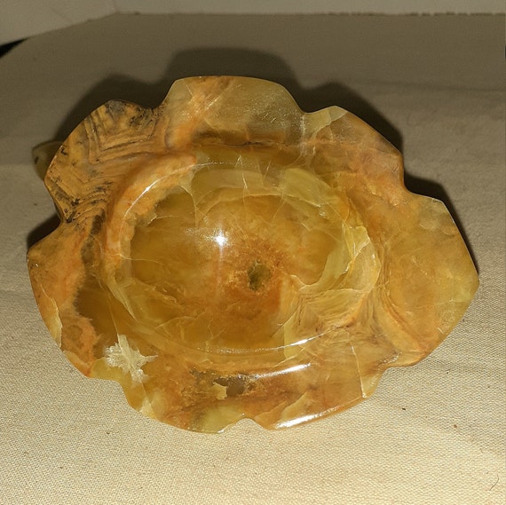 Large Vintage Turtle Trinket Box Marble - Gem