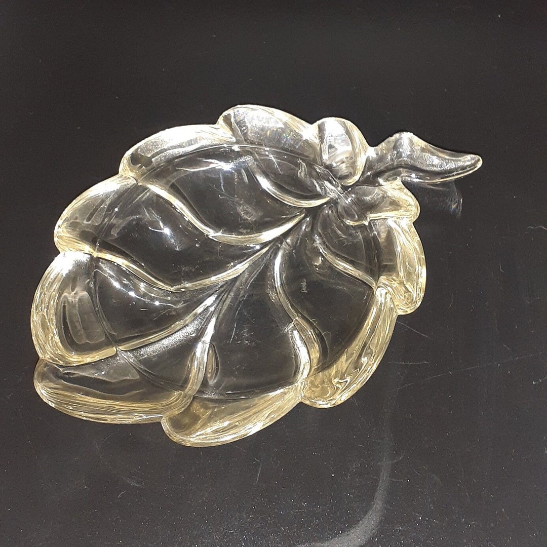 Lead Crystal Leaf Trinket Dish - Etsy