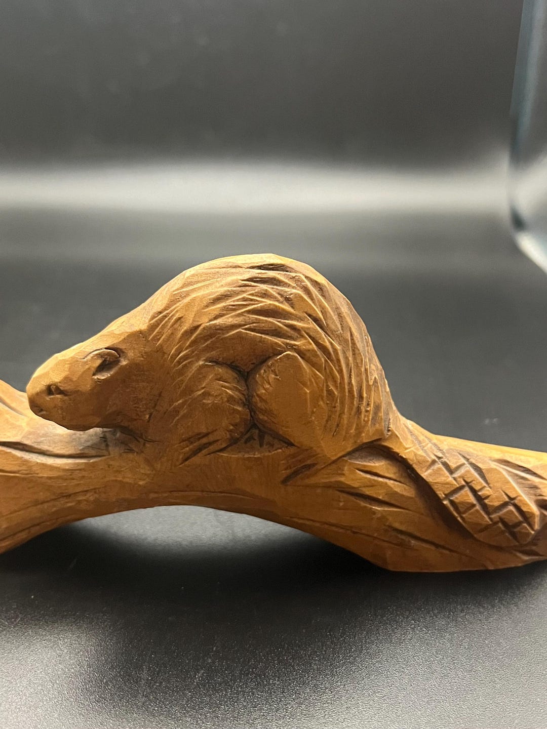 Vintage Wood Carved Beaver on Log - Etsy