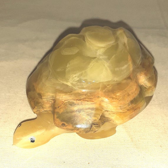Large Vintage Turtle Trinket Box Marble - Gem