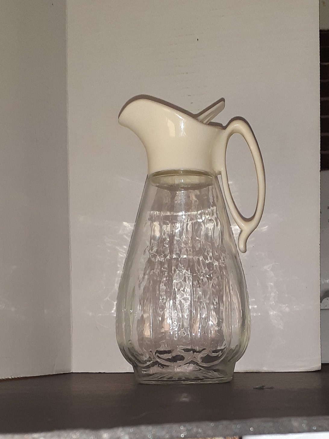 Vintage Clear Glass Syrup Jug - Etsy