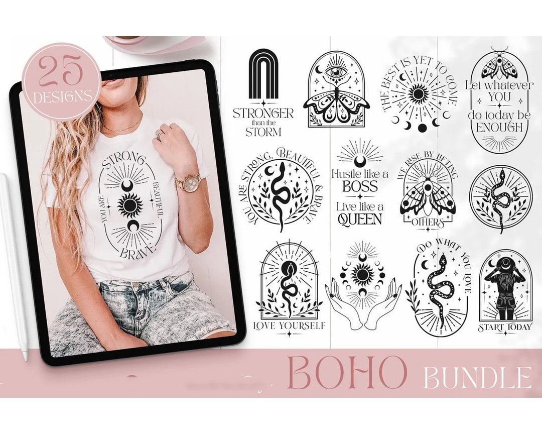 Boho SVG Bundle File Designs for Cricut Silhouette Cut - Etsy