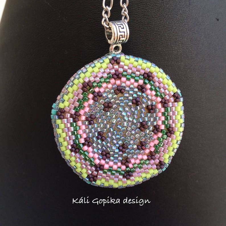 Green Floral Beaded Mandala Pendant - Etsy
