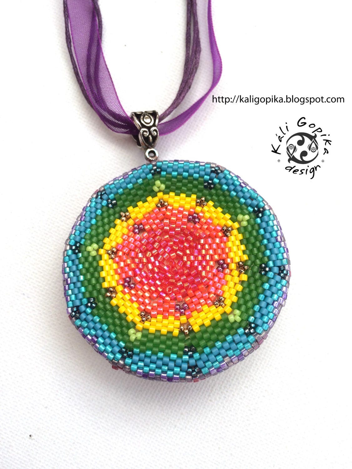 Rainbow Beaded Mandala Pendant - Etsy