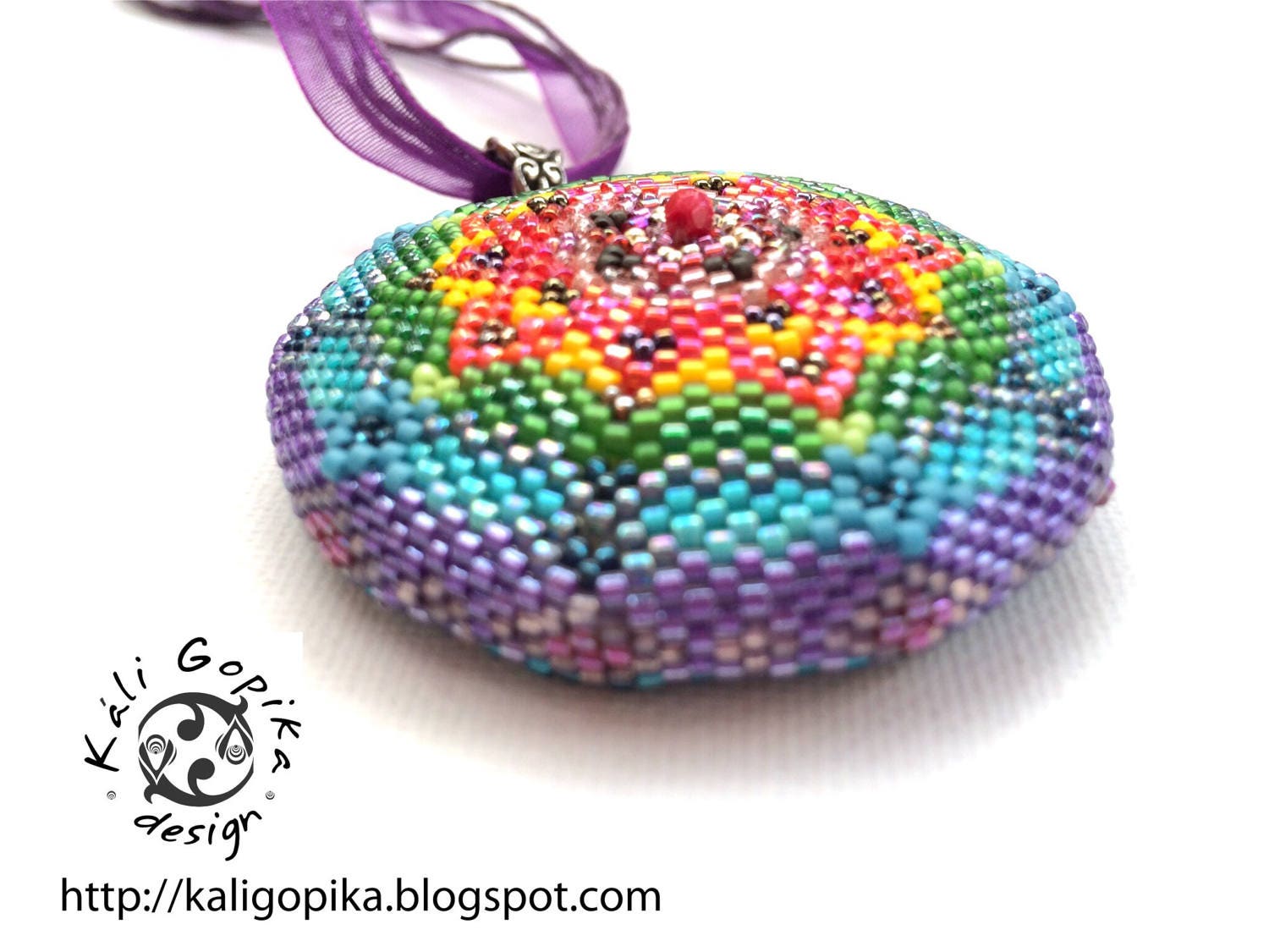 Rainbow Beaded Mandala Pendant - Etsy