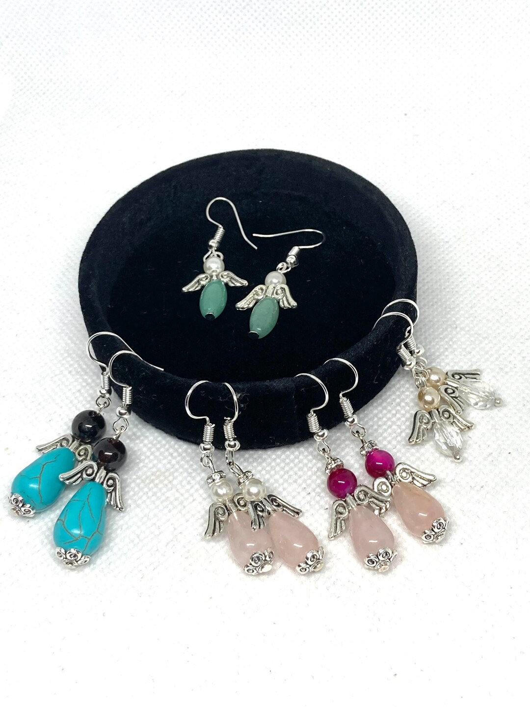 Beaded Guardian Angel Gemstone Earrings - Etsy