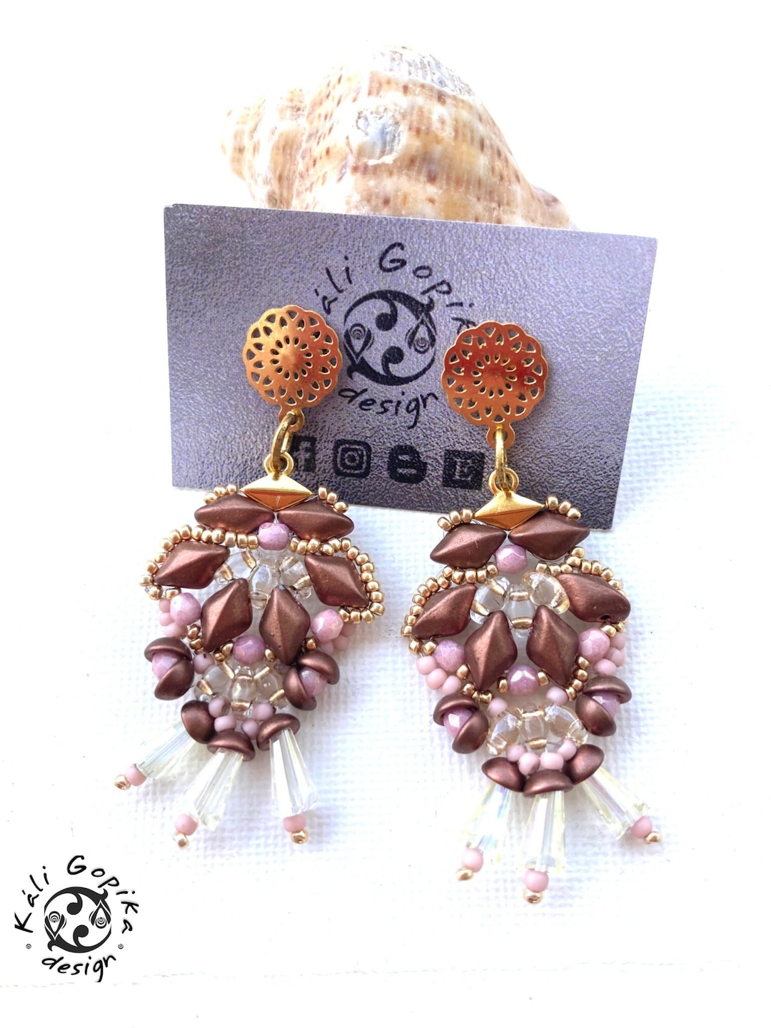 Statement Beaded Sparkly Bronze Stud Earrings - Etsy