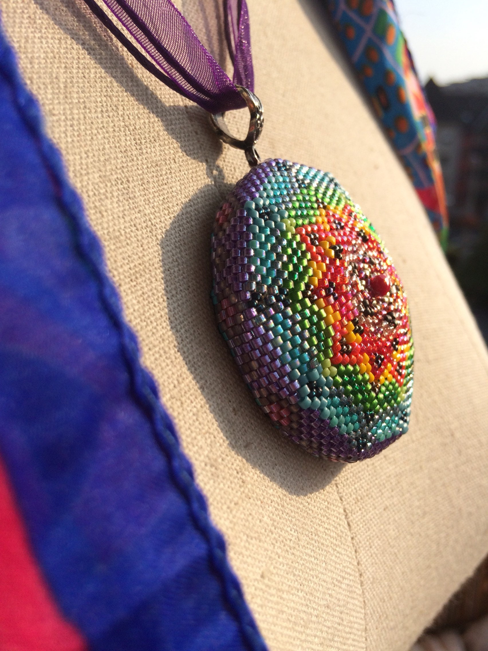 Rainbow Beaded Mandala Pendant - Etsy