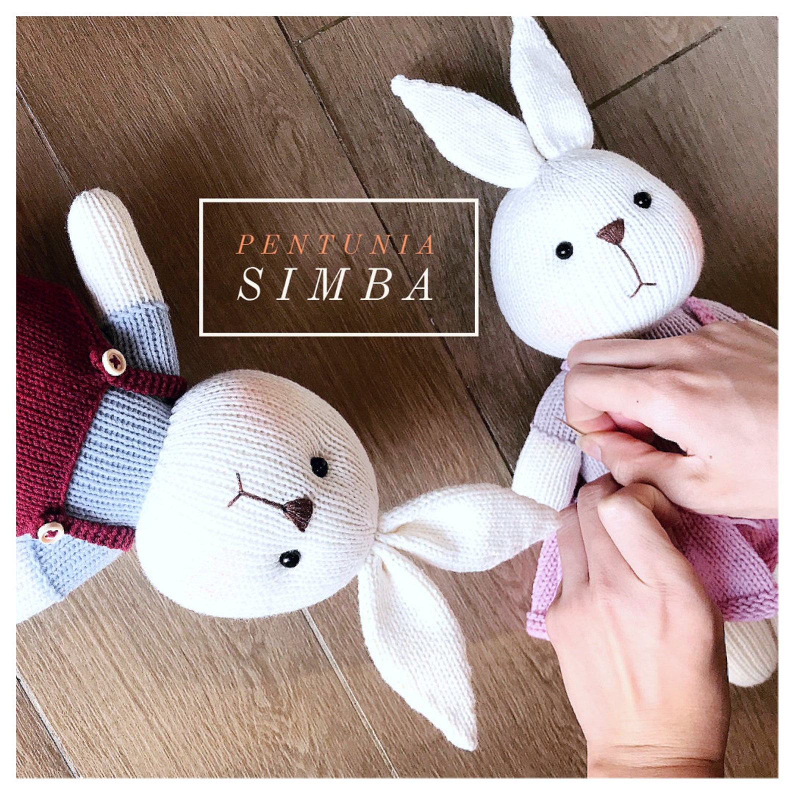 Petunia and Simba. Knit Medium Bunnies. Knitted Toy Patterns. - Etsy