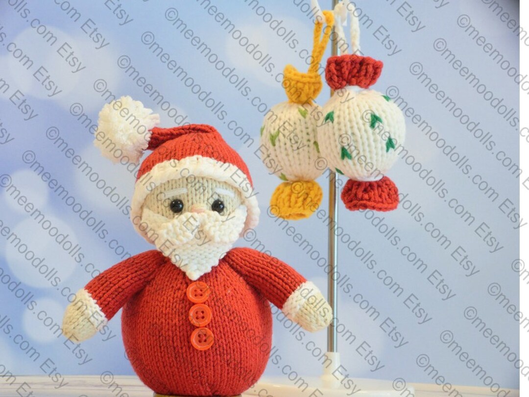 Santa Claus Ornament. Christmas Knitting Pattern 1. Meemoodolls. - Etsy