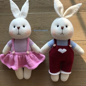 Petunia and Simba. Knit Medium Bunnies. Knitted Toy Patterns. | Etsy