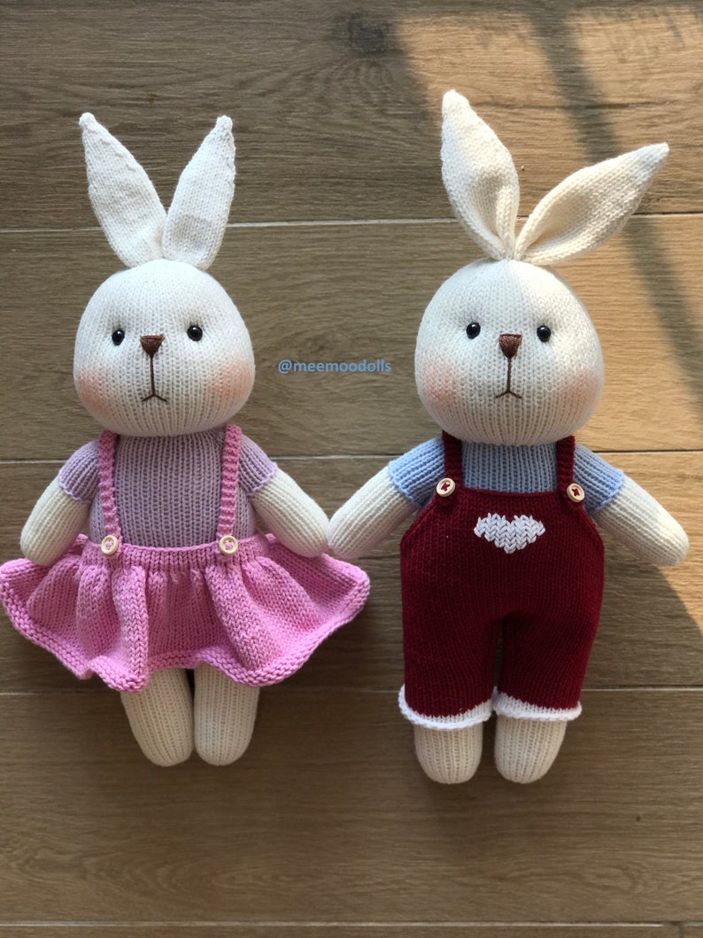 Petunia and Simba. Knit Medium Bunnies. Knitted Toy Patterns. | Etsy