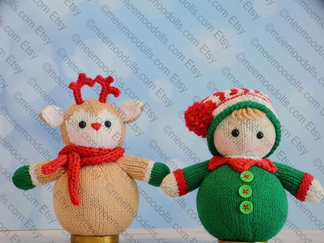 Rudolph & Elf. Christmas Knitting Pattern 2. Meemoodolls. - Etsy