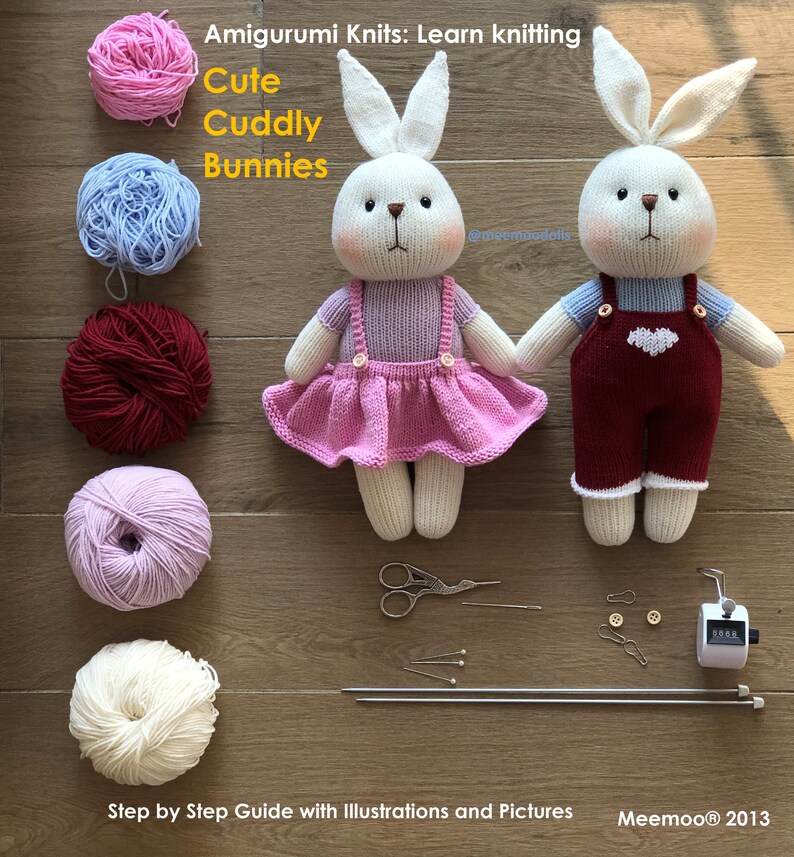 Petunia and Simba. Knit Medium Bunnies. Knitted Toy Patterns. | Etsy