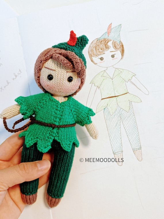 Knit Peter Pan. Knitted Toy Patterns. Meemoodolls | Etsy