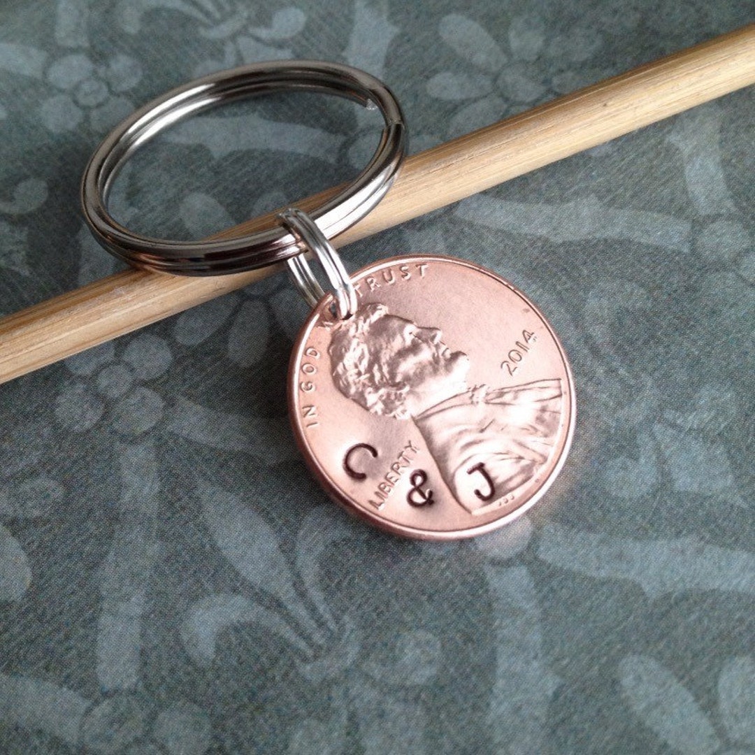 Personalized Penny Keychain, Gift for Him, Gift for Her, Hand Stamped 1 ...