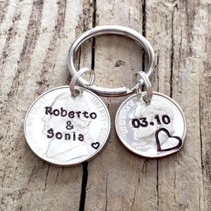 15 Year Anniversary Nickel & Dime Keychain Gift for Him, Her ...