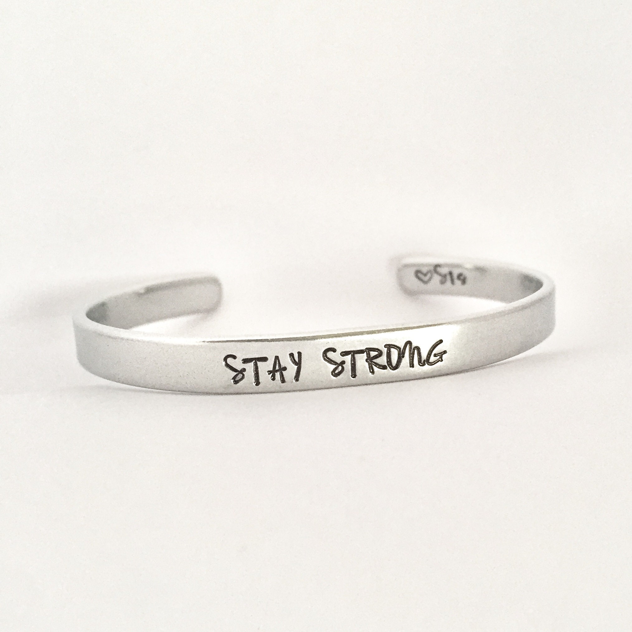 Stay Strong Inspirational Personalized Cuff Bracelet Hand | Etsy
