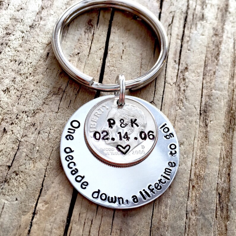 One Decade Down A Lifetime to Go Hand Stamped 10 Year - Etsy