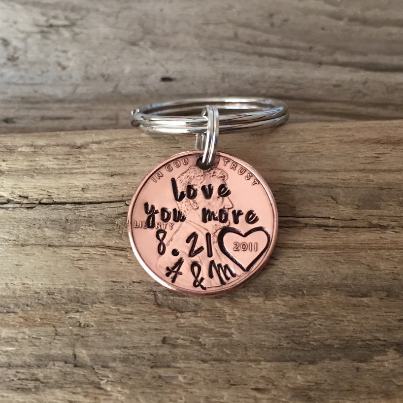 Anniversary Penny Keychain Gift for Him Hand Stamped Penny - Etsy