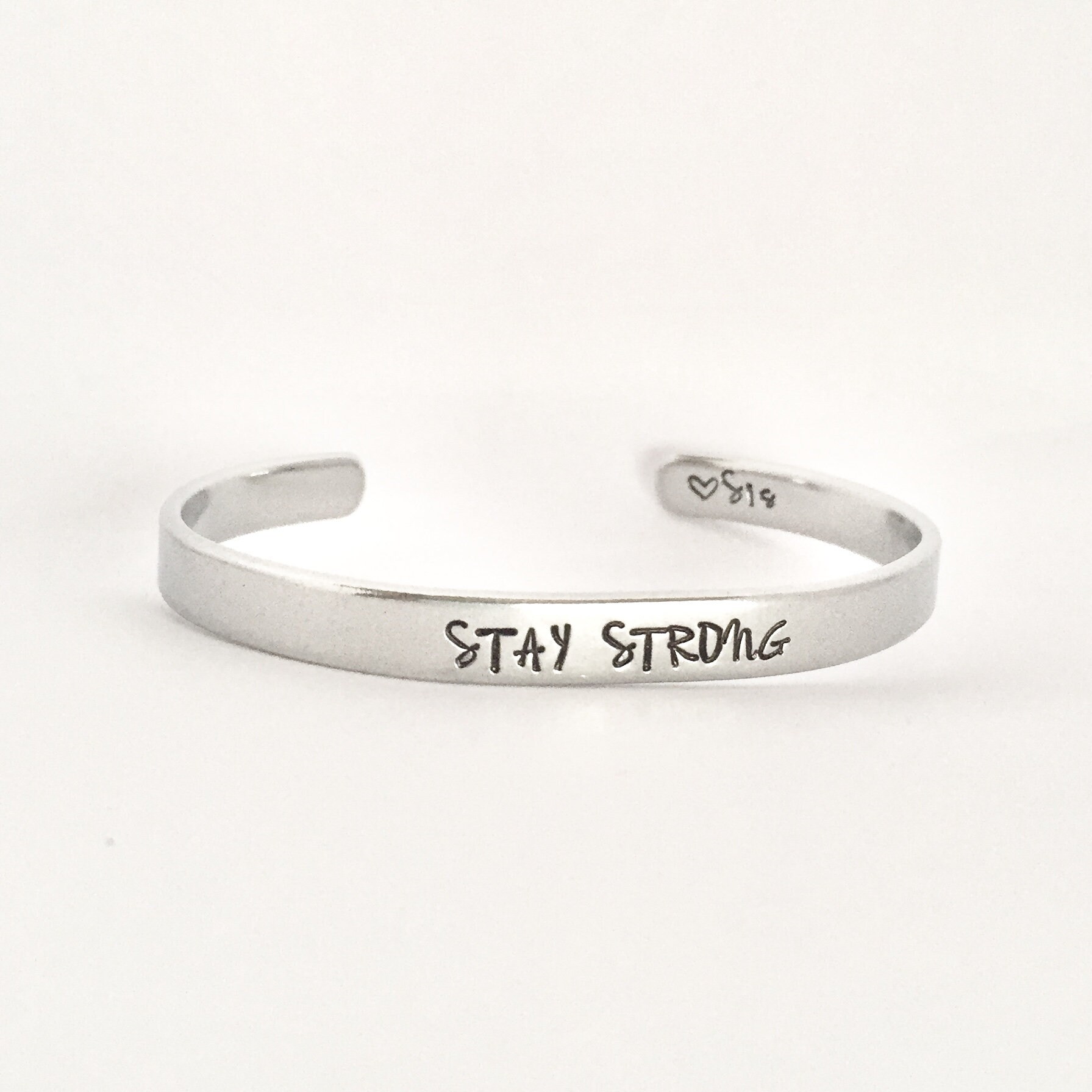 Stay Strong Inspirational Personalized Cuff Bracelet Hand | Etsy