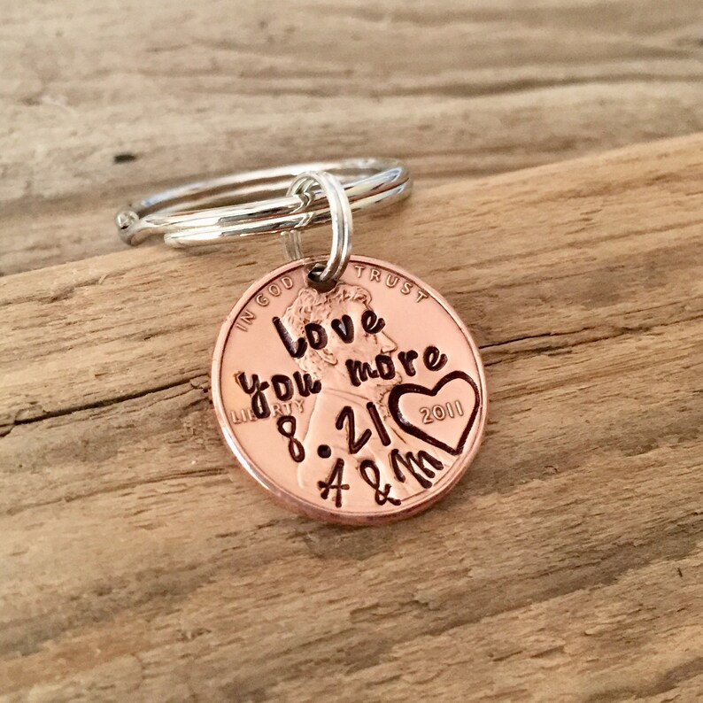 Anniversary Penny Keychain Gift for Him Hand Stamped Penny | Etsy