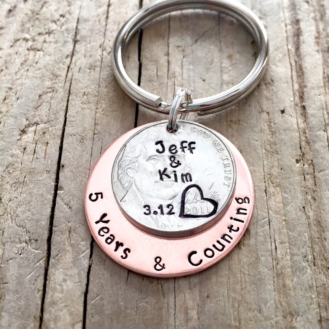 5 Years & Counting 5 Year Anniversary Nickel Keychain - Etsy