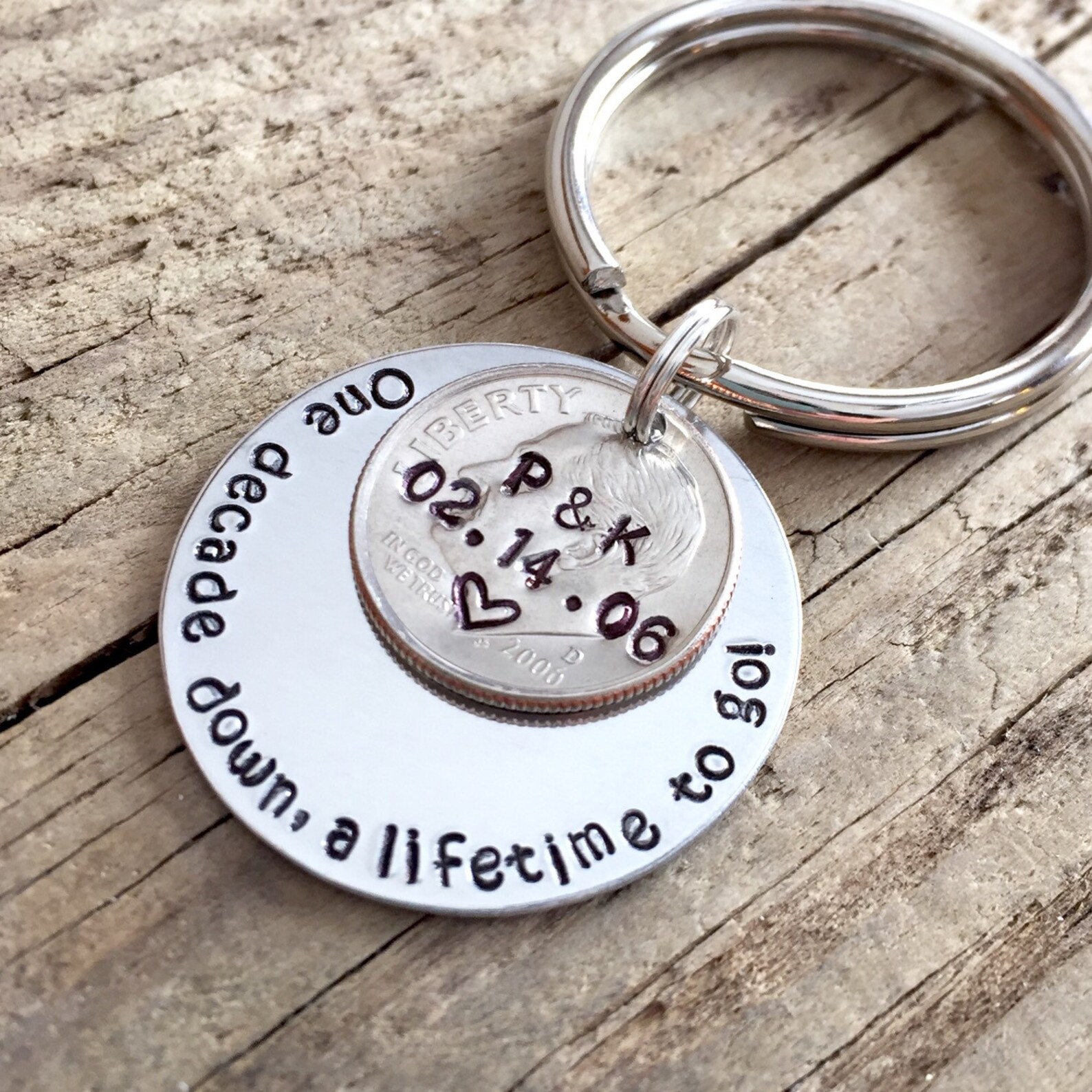 One Decade Down A Lifetime to Go Hand Stamped 10 Year - Etsy