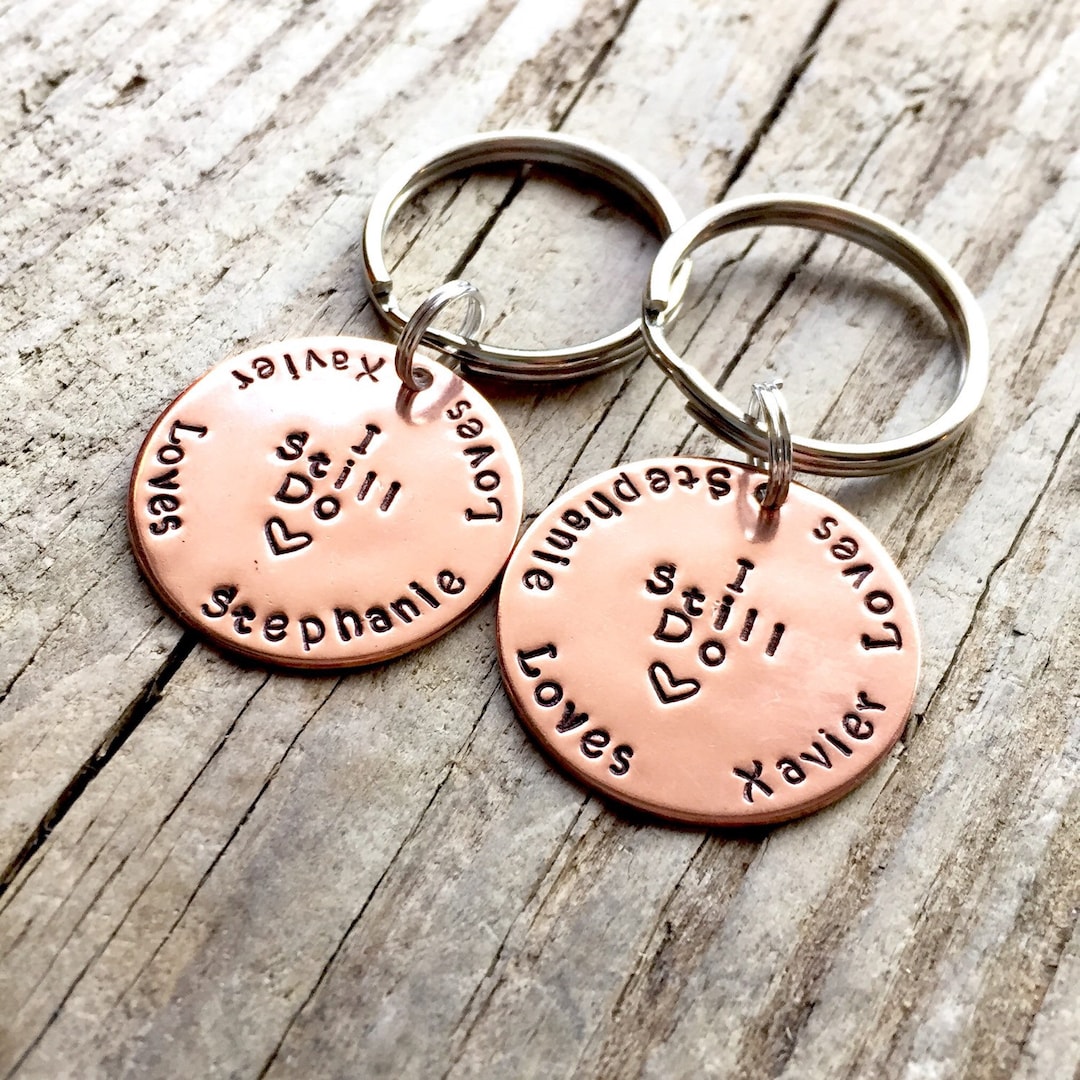 His & Hers Matching Couples Anniversary Custom Hand Stamped Copper ...