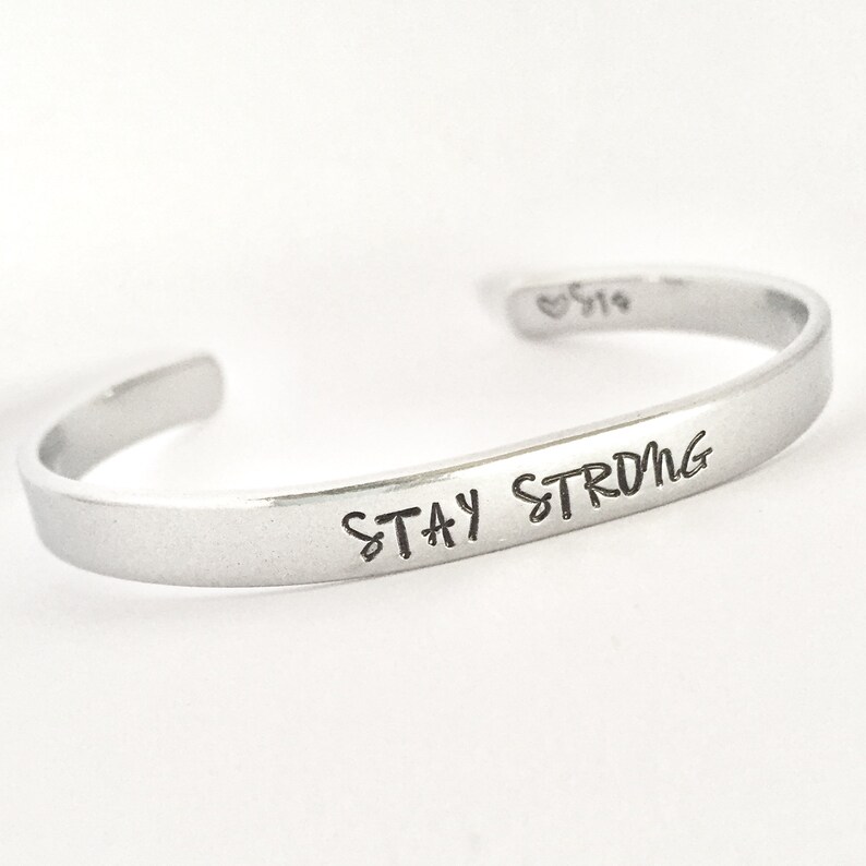 Stay Strong Inspirational Personalized Cuff Bracelet Hand | Etsy