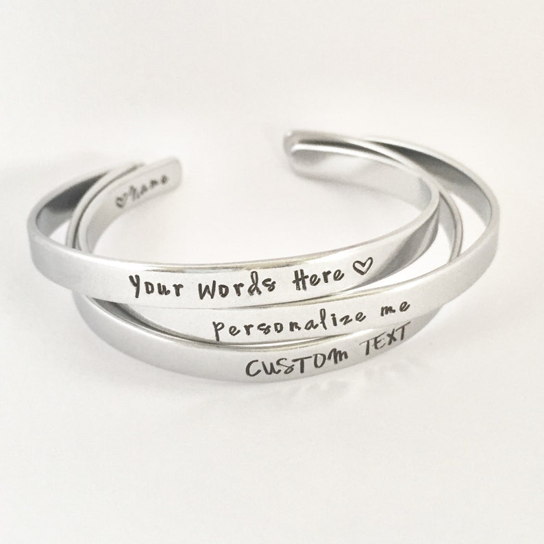 Personalized Cuff Bracelet Hand Stamped Gift For Her Design | Etsy